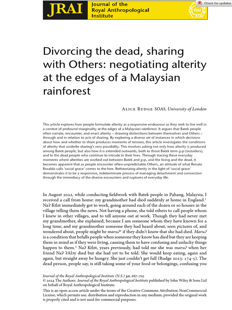 Navigating Alterity in Batek Culture | PDF