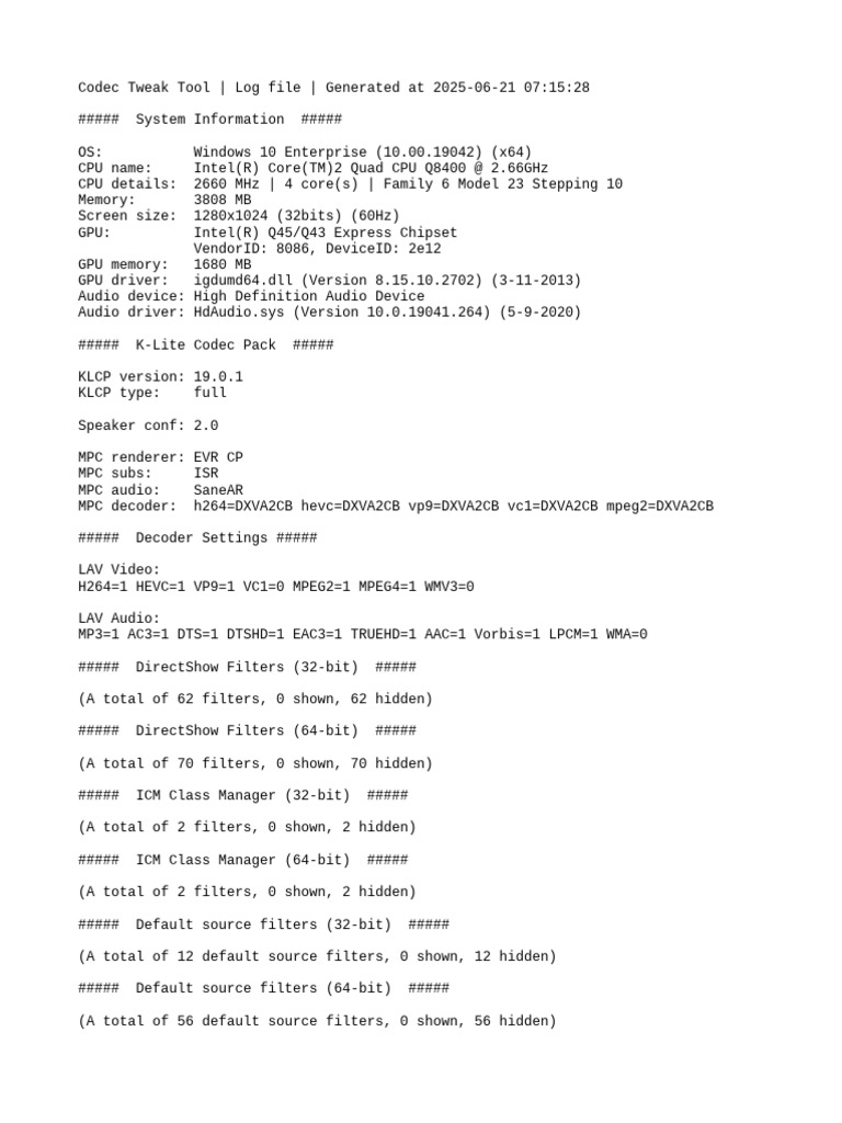 KLCP Codec Log | PDF
