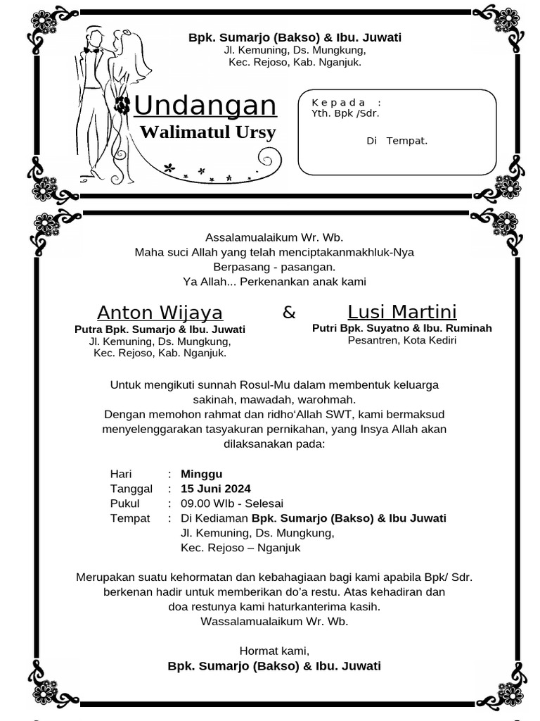 Undangan Walimatul Ursy Plangton | PDF