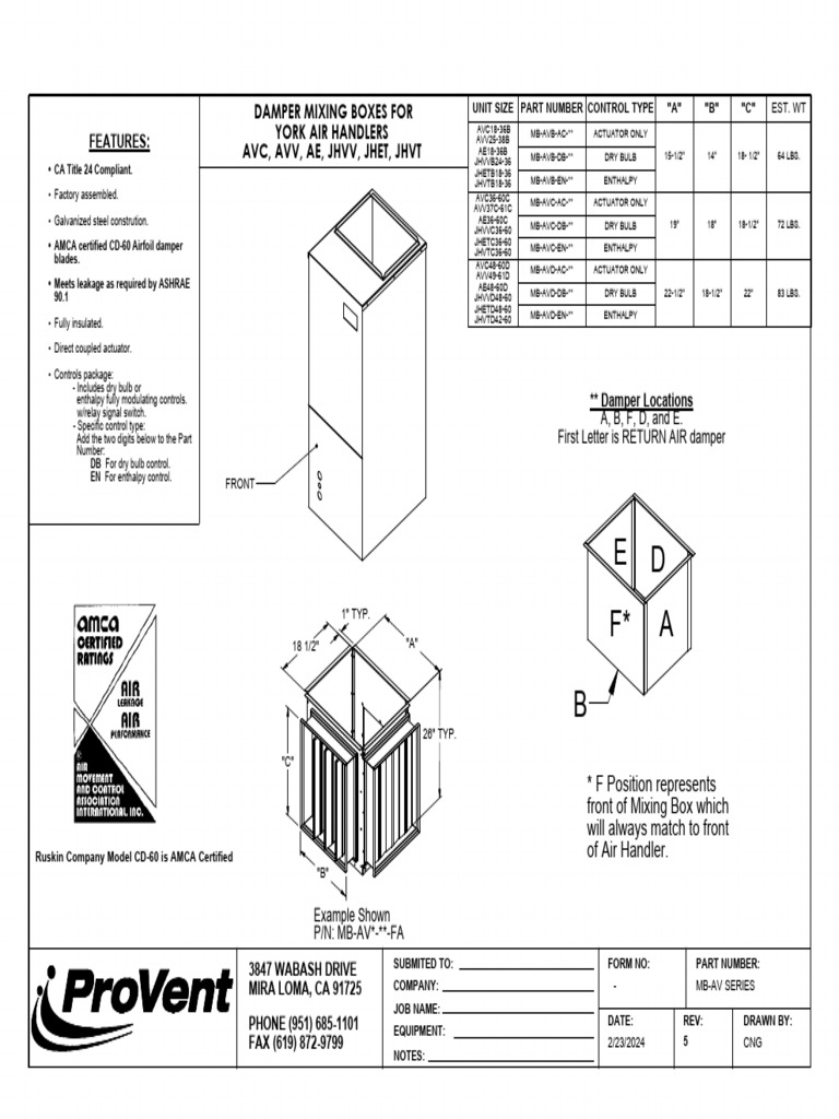 CNG Mixing Boxes for York Air Handlers | PDF | Tools | Building Engineering