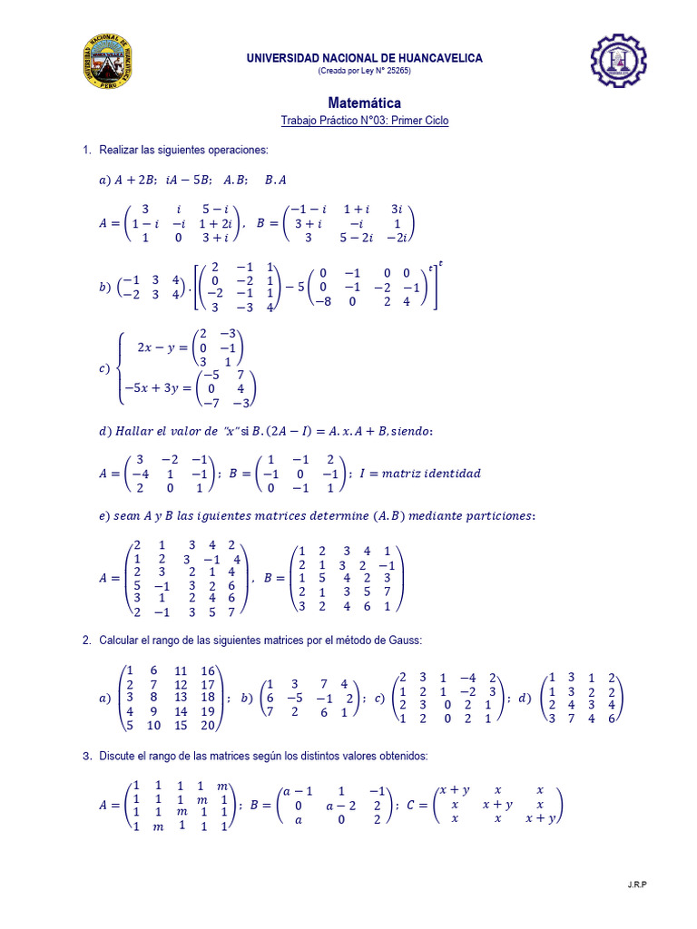 Trabajo Práctico 03 | PDF | Álgebra | Álgebra lineal