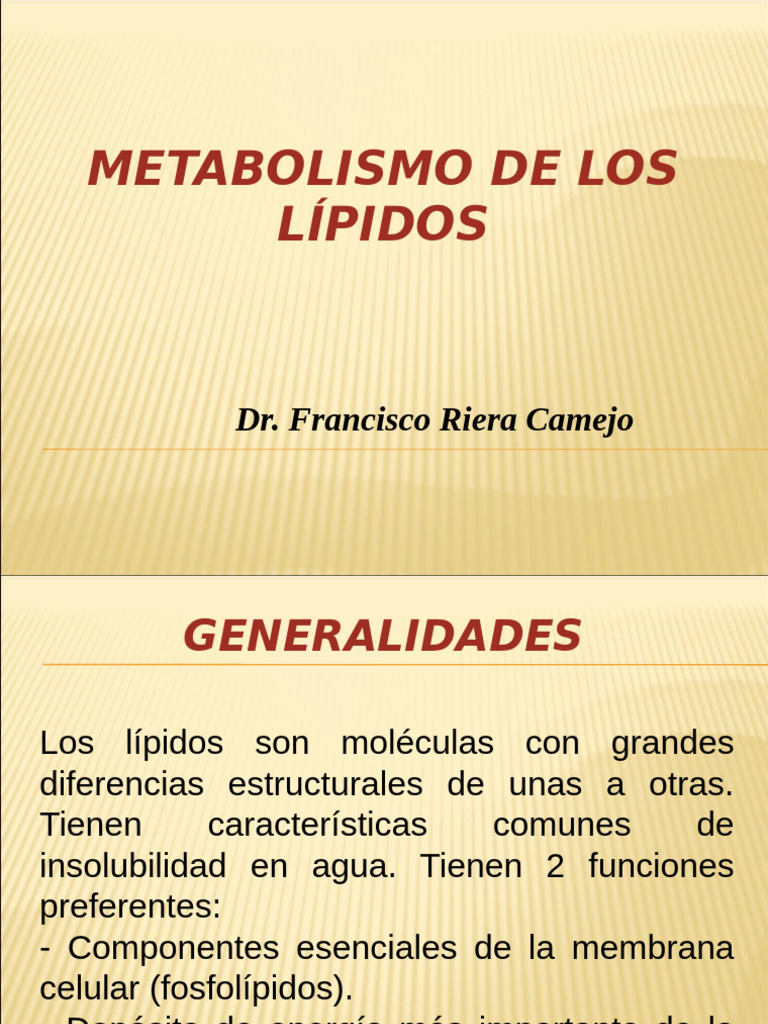 Clase 4. METABOLISMO DE LÍ - PIDOS | PDF | Lipoproteína | Triglicéridos