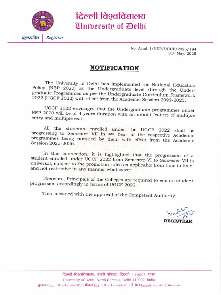 01052025-Notification - UGCF 2022 - Progression of Students To Semester ...