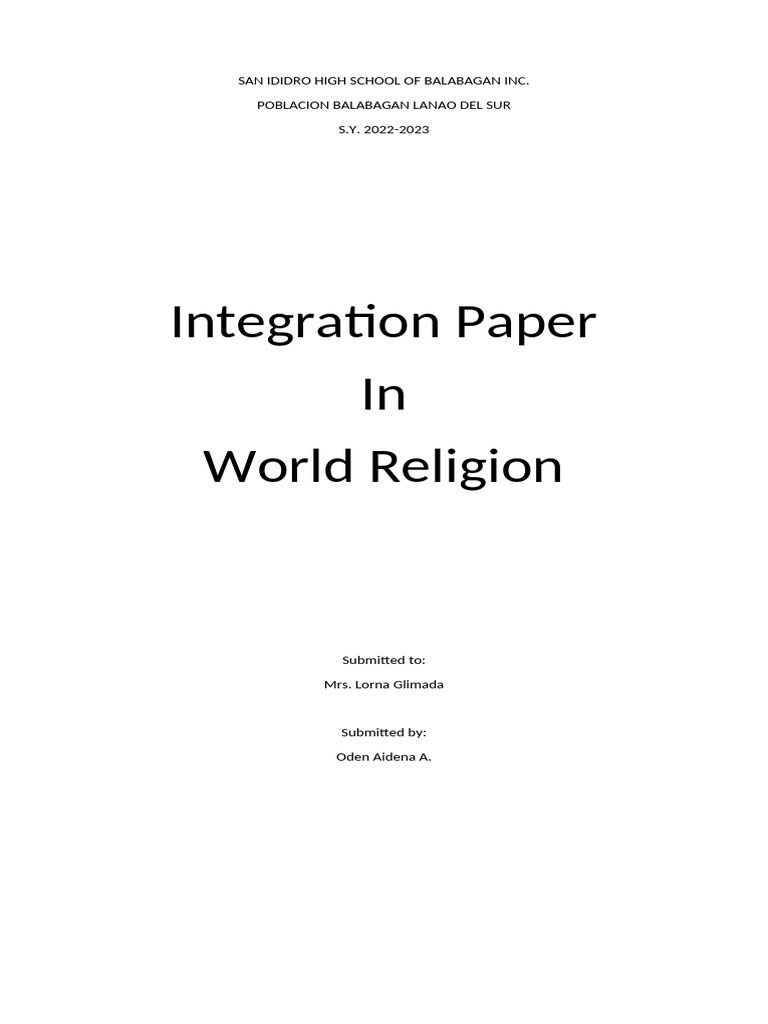 Integration Paper in Religion | PDF | Sarah | Abraham