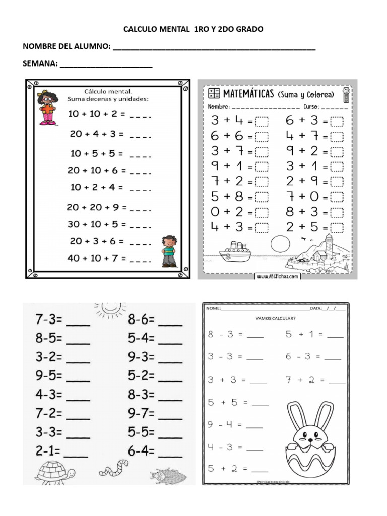 Calculo Mental 1ro y 2do Grado | PDF