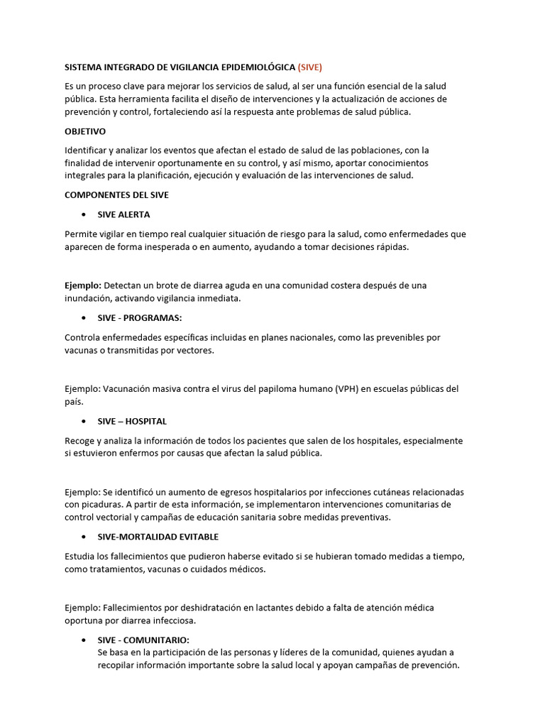Sistema SIVE: Vigilancia Epidemiológica | PDF