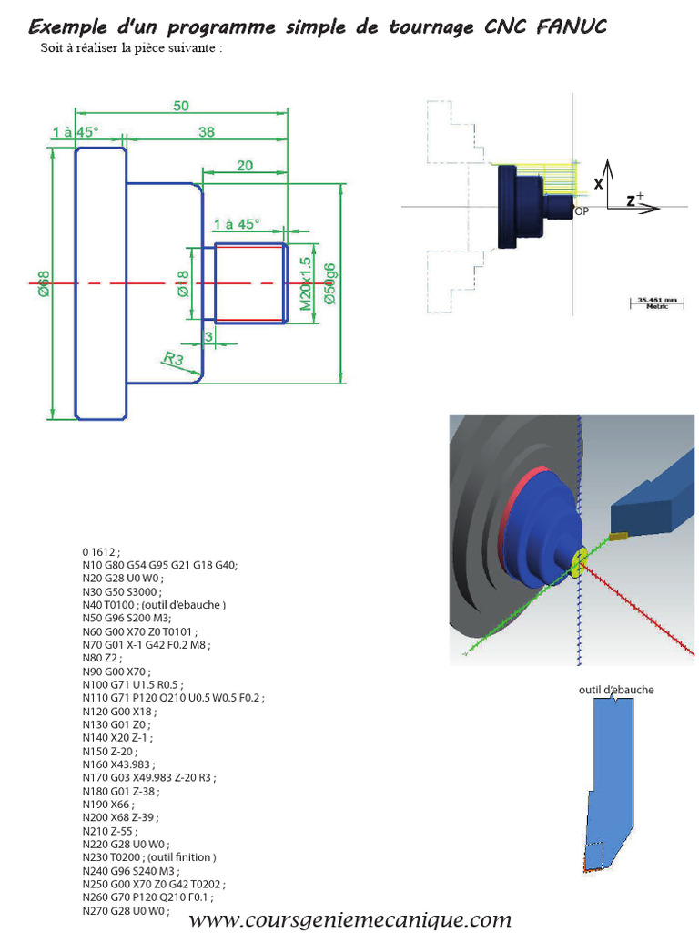 corrigé exercice 2 programme tournage CNC FANUC- | PDF
