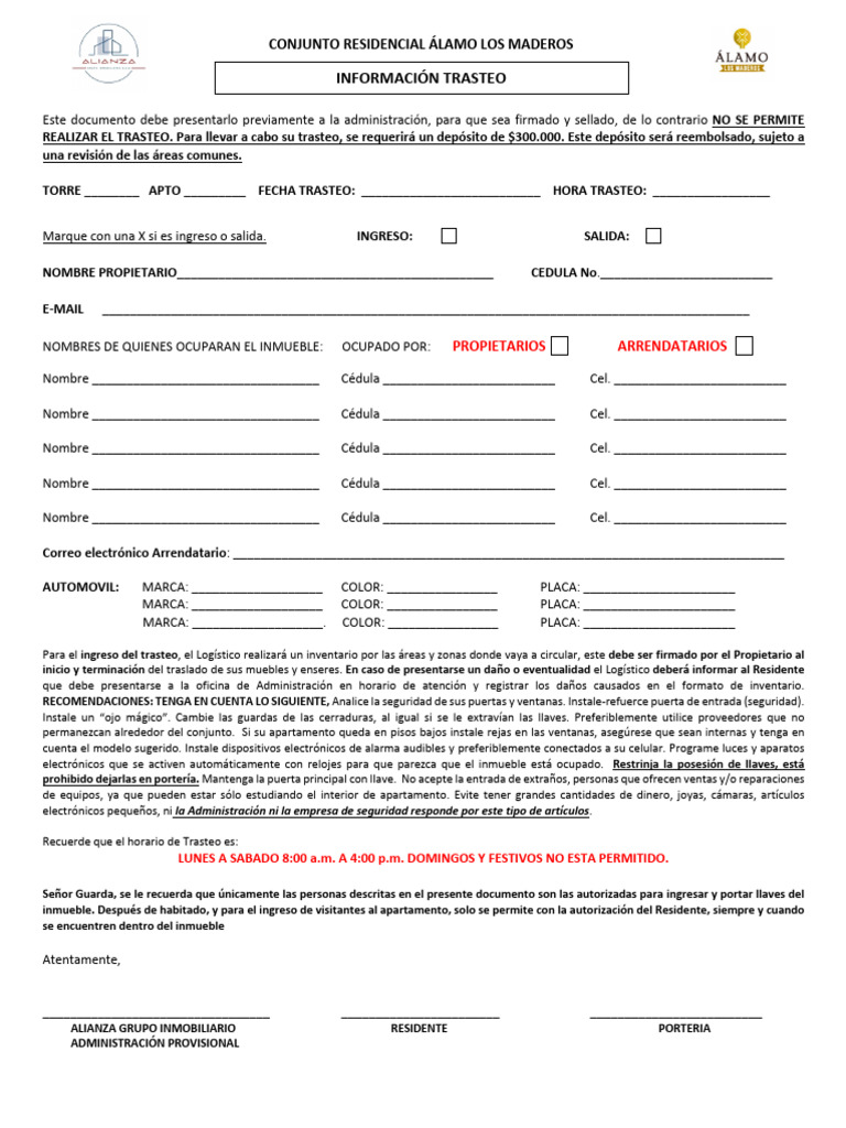 Formato Solicitud Trasteos LLENO | PDF