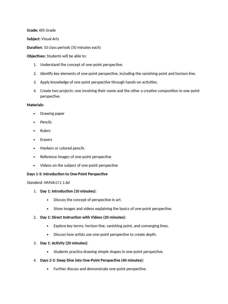 6th Art - 1PP | PDF | Perspective (Graphical) | Drawing
