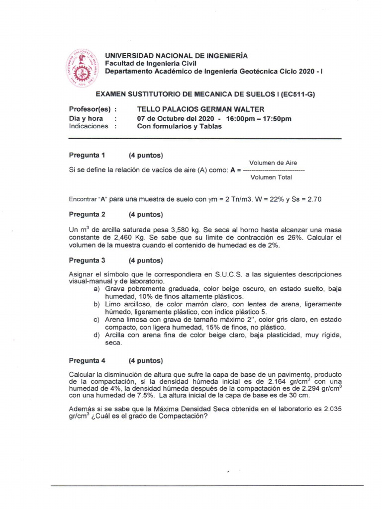 (20.1) Examen Sustitutorio | PDF