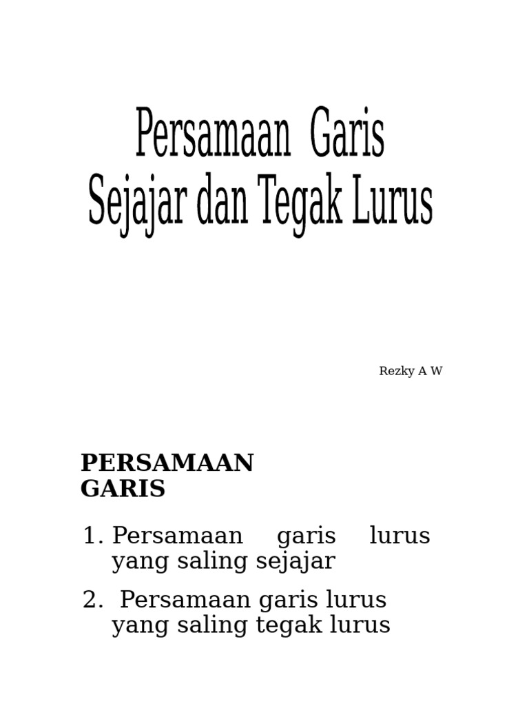 Persamaan Garis Sejajar dan Tegak Lurus | PDF