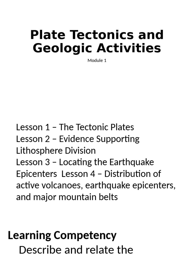 Plate Tectonics and Geologic Activities | PDF | Plate Tectonics | Crust ...