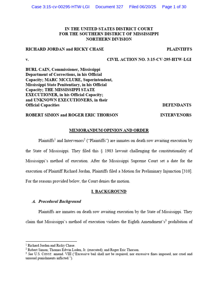 Richard Gerald Jordan Ruling | PDF | Lethal Injection | Midazolam