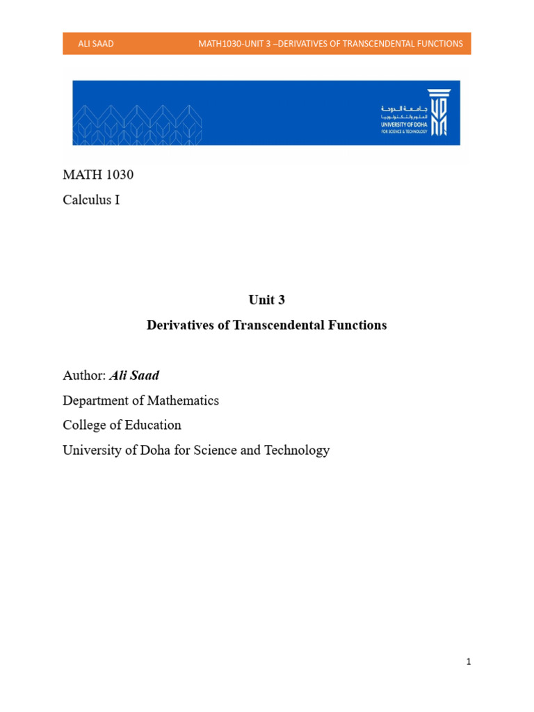 Unit 3 - Derivatives of Trancendental Functions | PDF | Logarithm ...