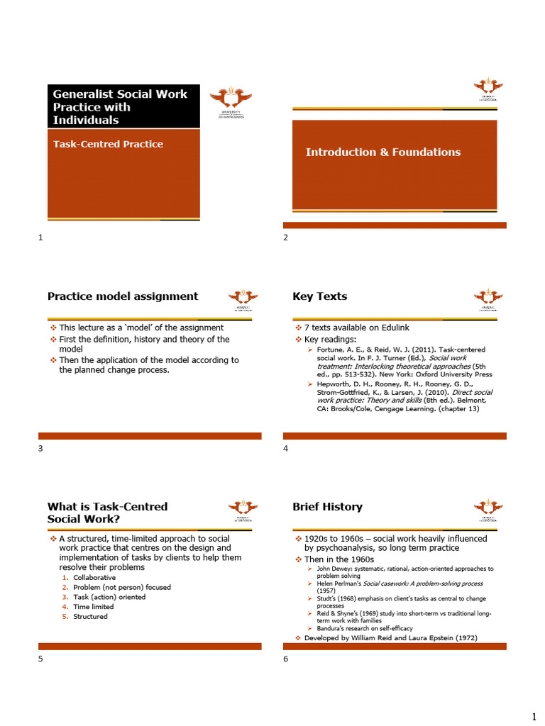 SCW2AA2 - Unit 2 - Task-Centred SW | PDF | Self Efficacy | Mental Health