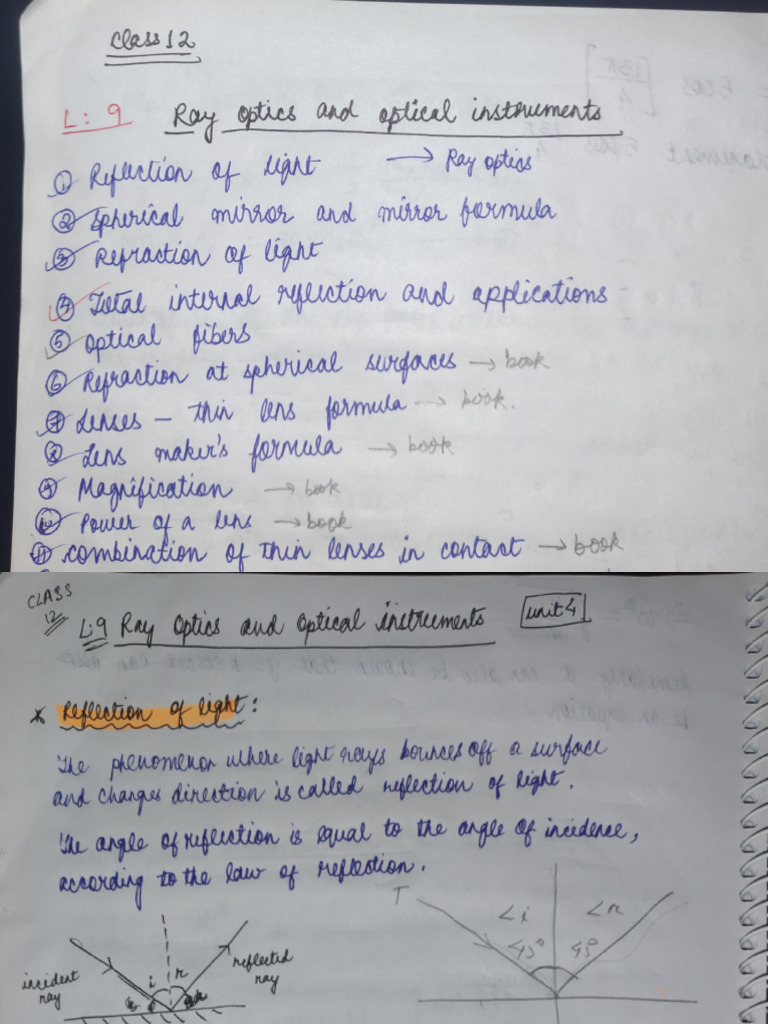 Physics 9 - Ray Optics (Class 12) | PDF