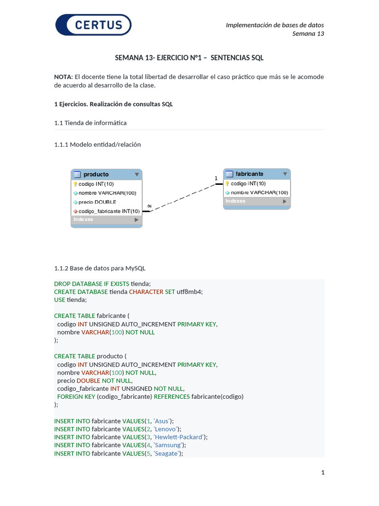 Semana 13 - Anexo 4 Ejercicios Sentencias SQL y NoSQL | PDF | Bilbo Baggins | SQL