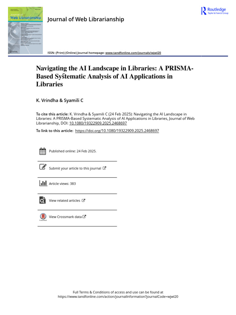 Navigating the AI Landscape in Libraries a PRISMABased Systematic ...