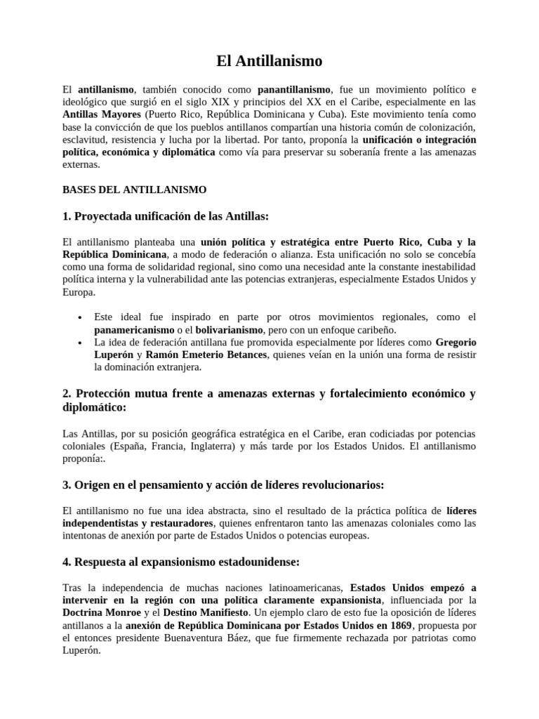 Antillanismo: Unificación Caribeña | PDF | caribe | República Dominicana