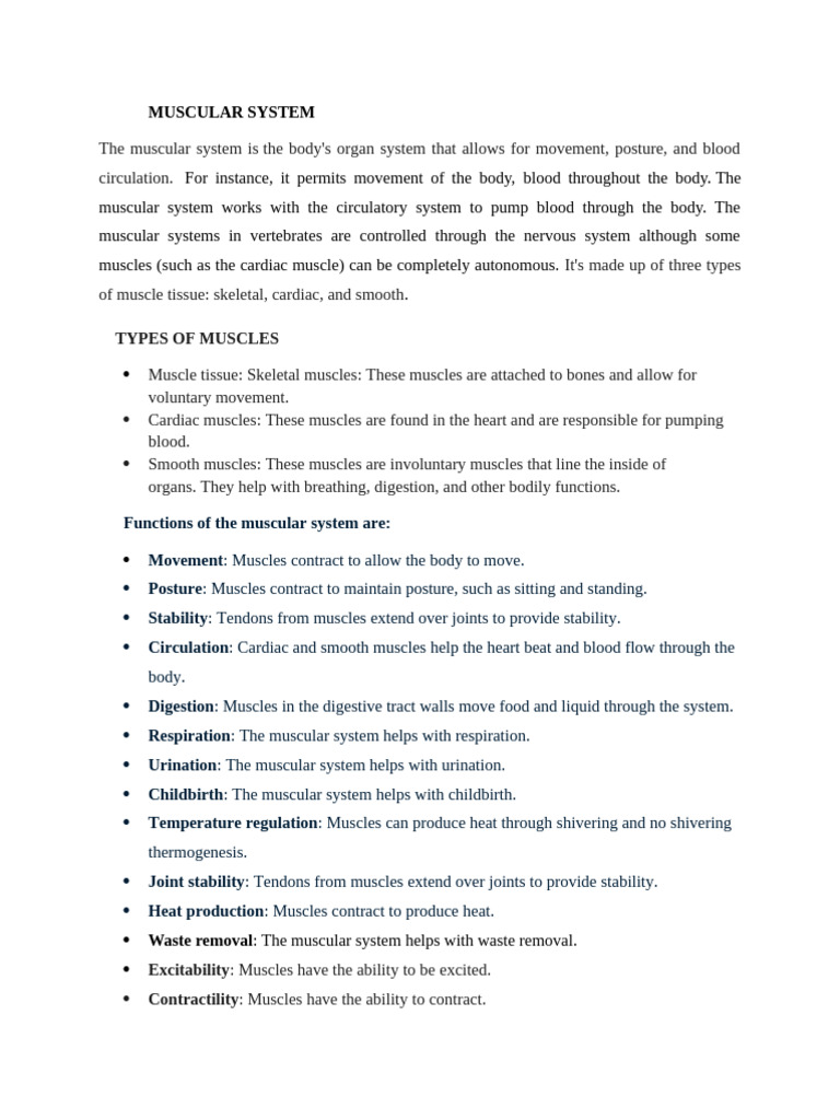 Overview of the Muscular System | PDF