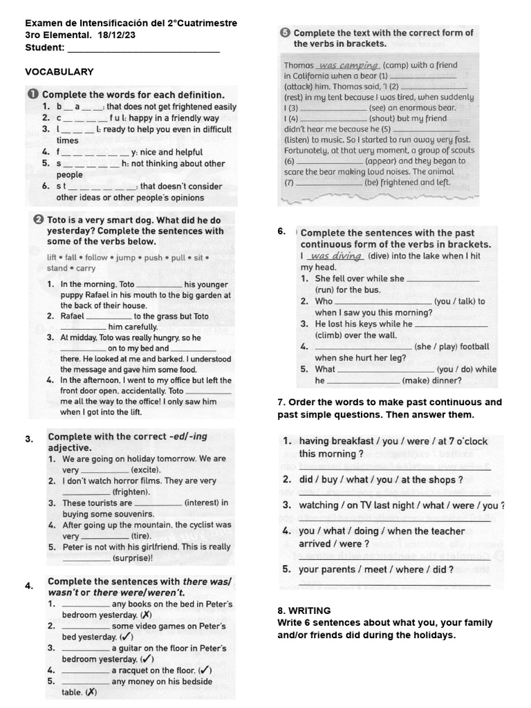 Examen de Intensificación 1 y 2C 3ro Elem | PDF