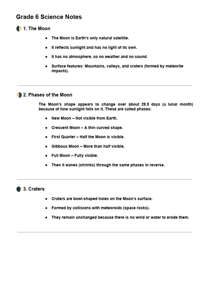 Grade 6 Space Science (2) | PDF | Moon | Meteoroid