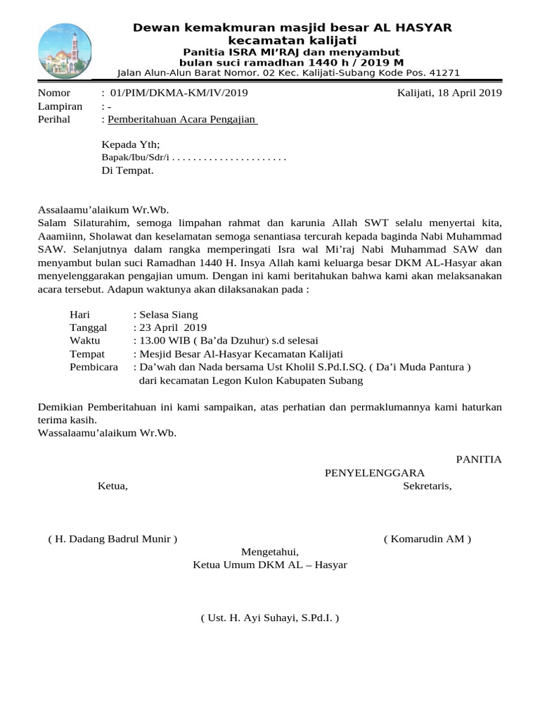 Undangan DKM Al Hasyar | PDF