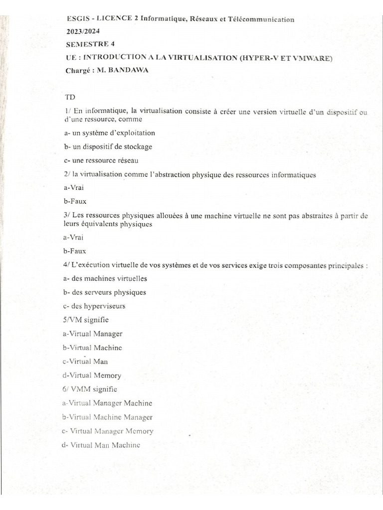 TD 1 Virtualisation Esgis Adidogome PDF | PDF