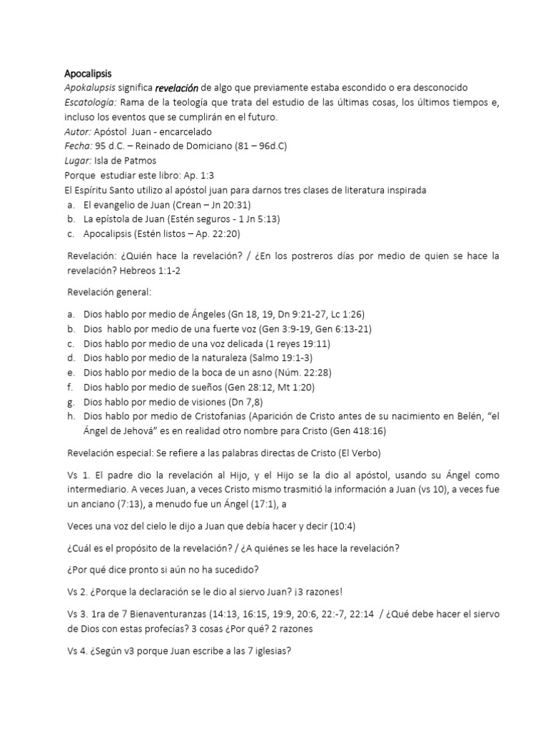 Apocalipsis Capitulo 1-4 | PDF | Iglesia cristiana | Cristo (título)