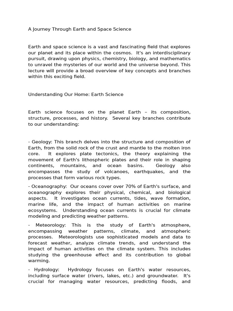 A Journey Through Earth and Space Science | PDF | Earth Sciences ...