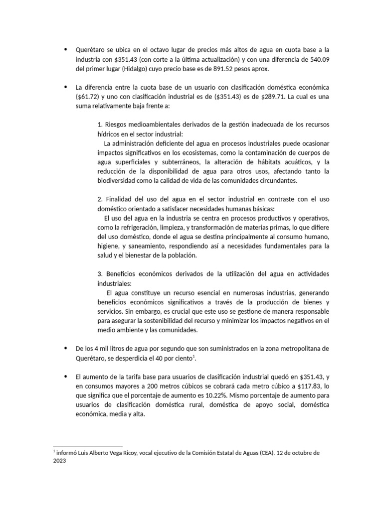 Punteo Agua | PDF | Agua | Sustentabilidad