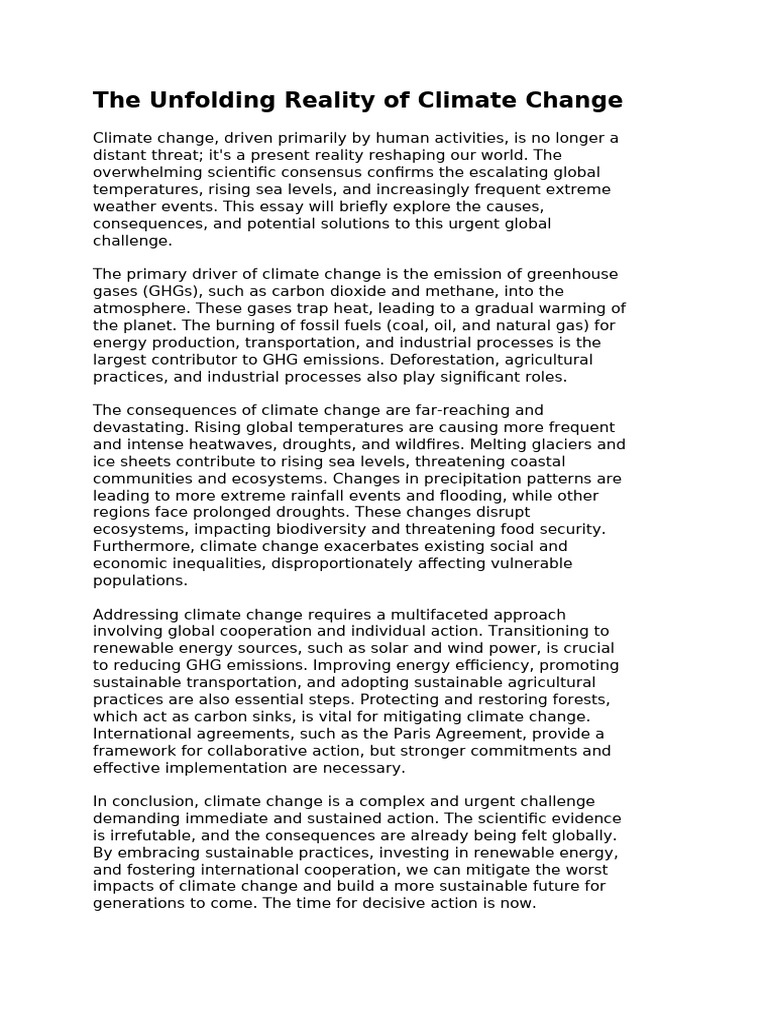 Climate Change: An Urgent Reality | PDF | Climate Change | Climate ...