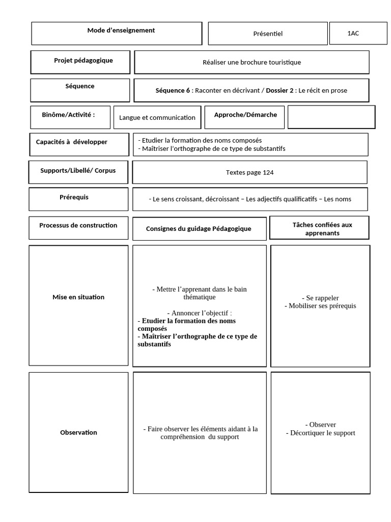 Formation des Noms Composés en Classe | PDF | Pédagogie | Linguistique