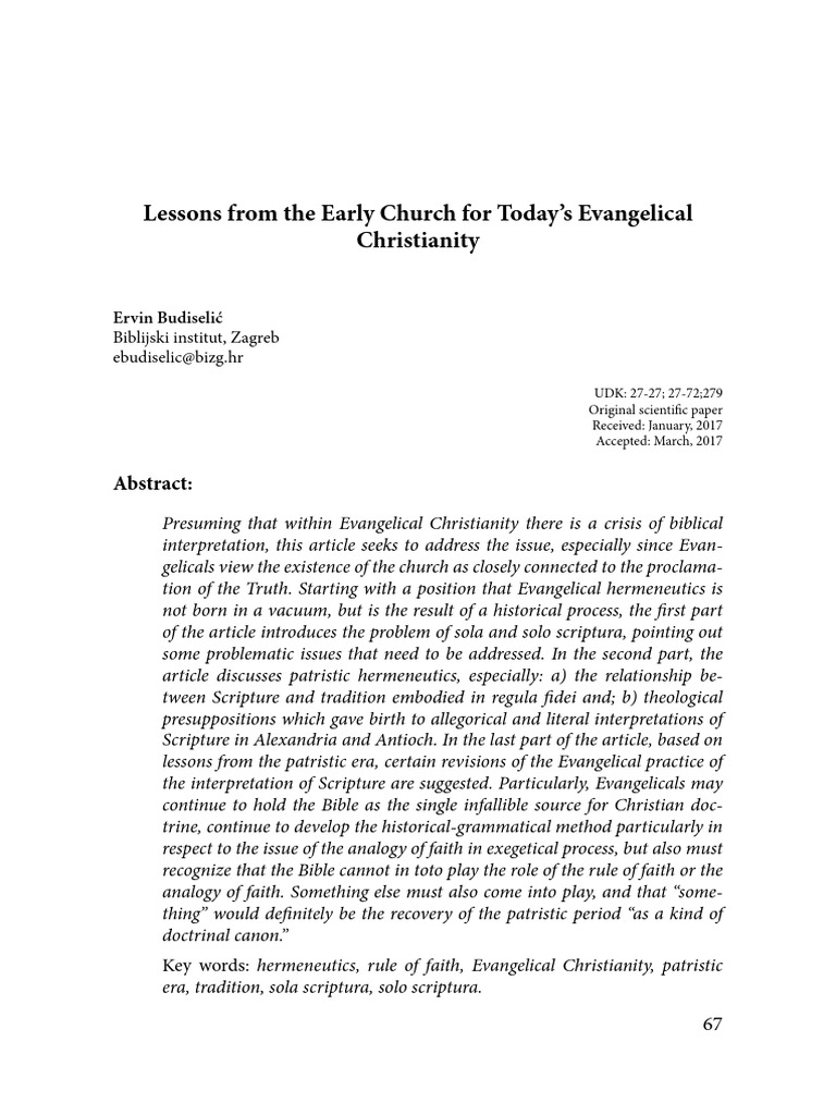 Early Church Insights for Evangelicals | PDF | Sola Scriptura | Irenaeus