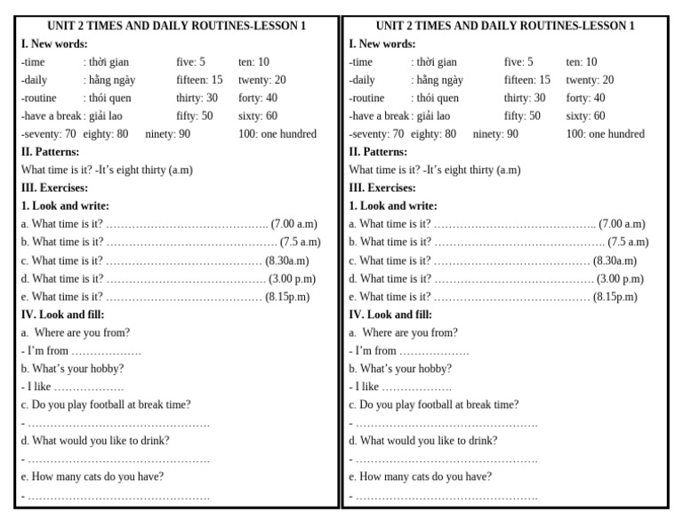 Unit 2 Lesson 1 | PDF