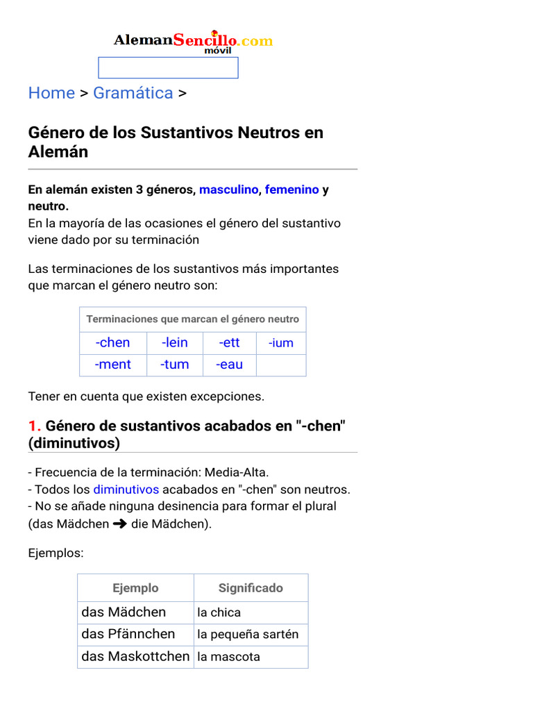 Género de Los Sustantivos Neutros en Alemán | PDF | Sustantivo | Morfología