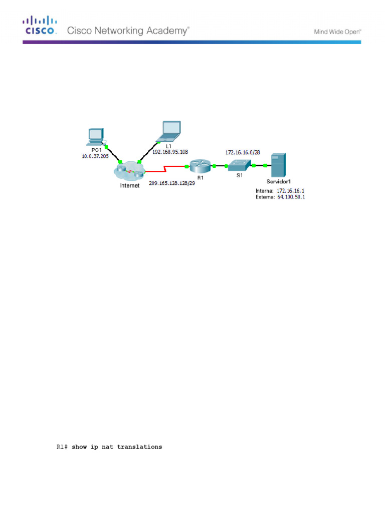9.2.1.4 Packet Tracer - Configuring Static NAT Instructions - ILM | PDF | Dirección IP | Red de ...