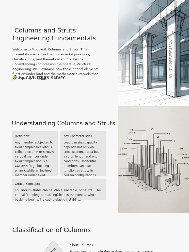 Columns and Struts Engineering Fundamentals | PDF | Buckling | Column