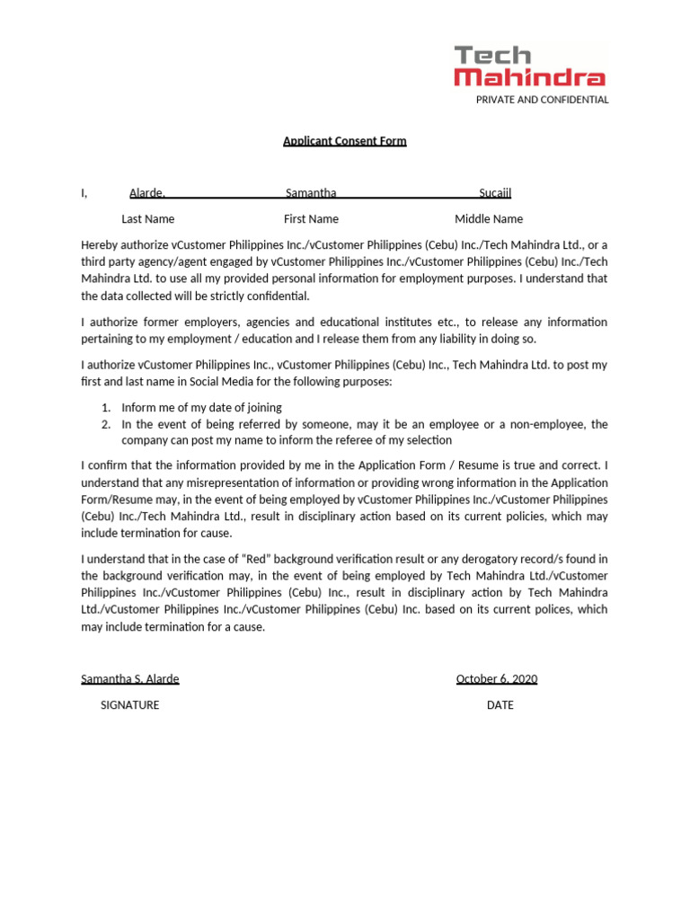 Background Verification Consent Form 10.4.2018 | PDF