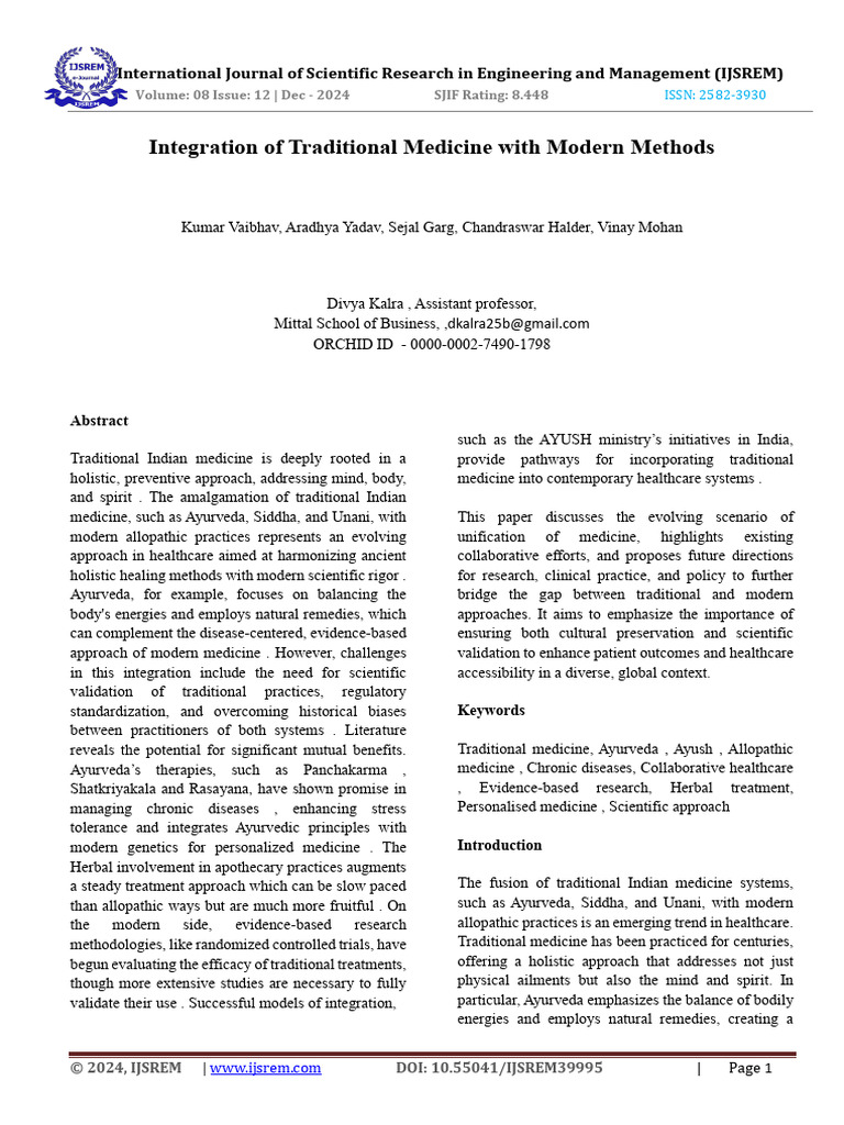 Integration of Traditional Medicine in Modern Healthcare System | PDF ...