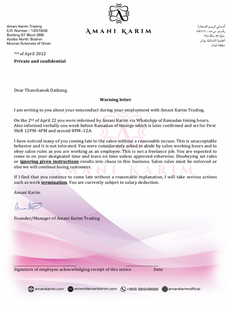 1st Warning Thanchanok | PDF