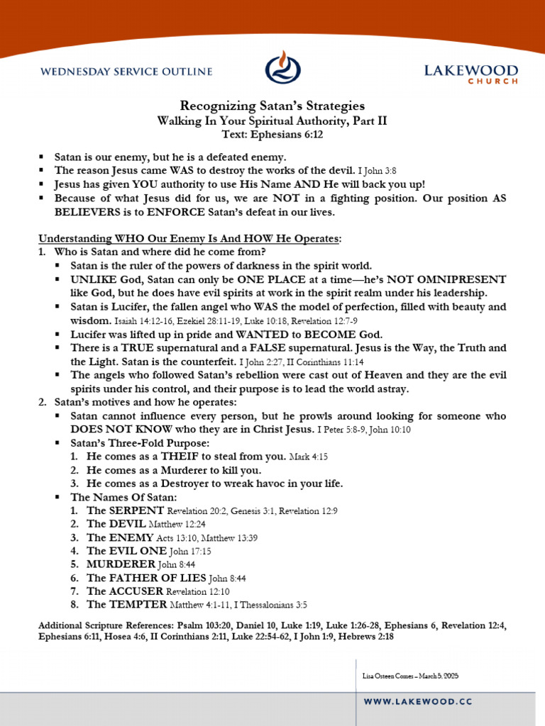 Recognizing Satan's Strategies A030525 | PDF | Satan | Religious Belief ...