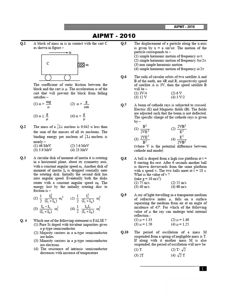 AIPMT - 2010: Career Point | PDF | Carbonate | Chemical Reactions