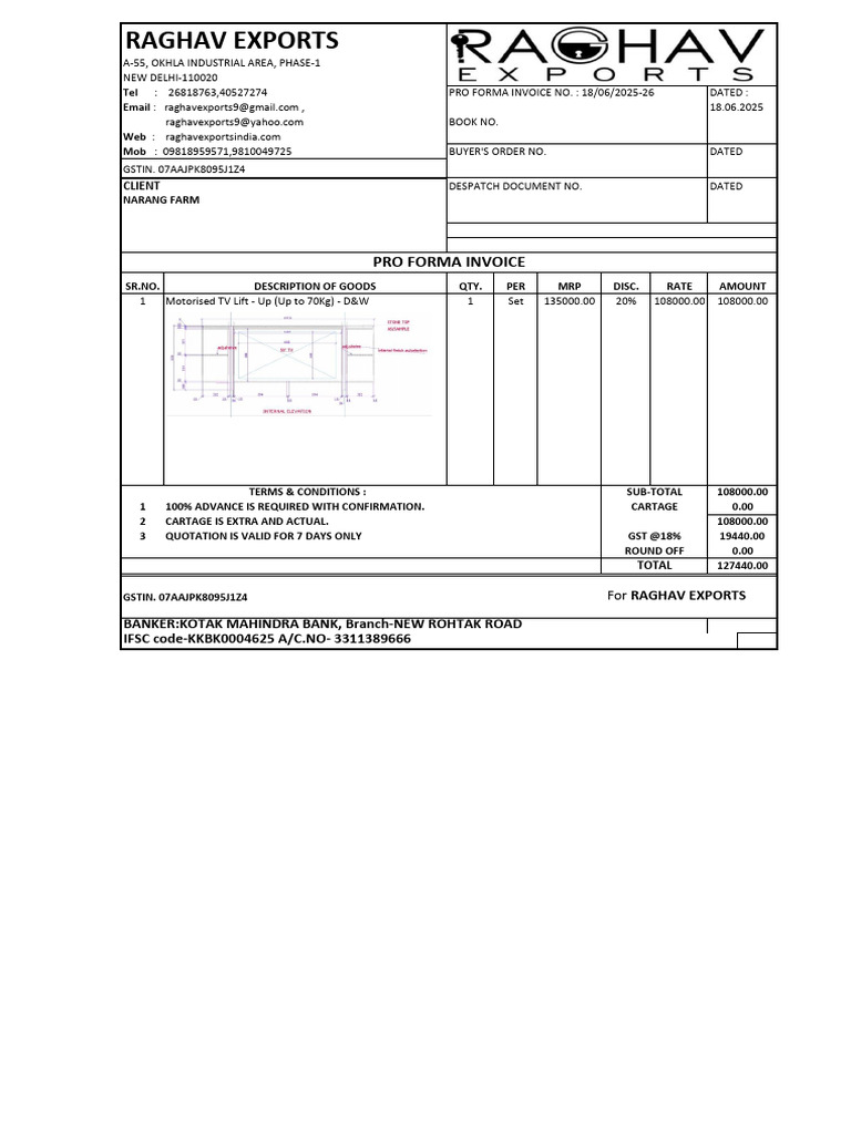 Pro Forma Invoice For Narang Farm 18.06.2025 | PDF