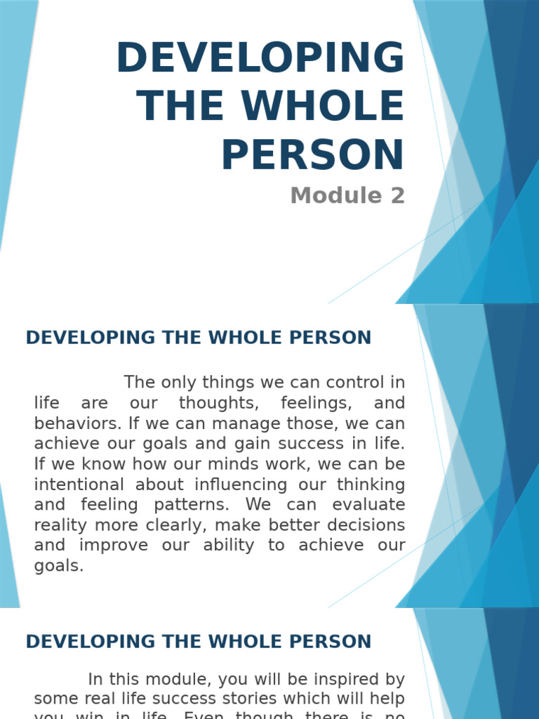 Module 2 Developing The Whole Person | PDF | Feeling | Thought