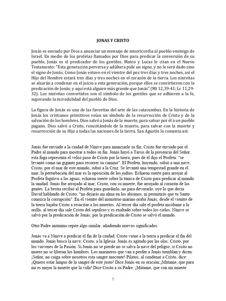 Jonás como símbolo de Cristo | PDF | Jesús | Jonás