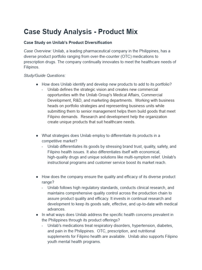 Unilab's Product Diversification Strategy | PDF | Over The Counter Drug ...