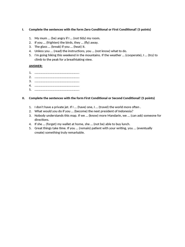 Conditional Sentence Practice | PDF