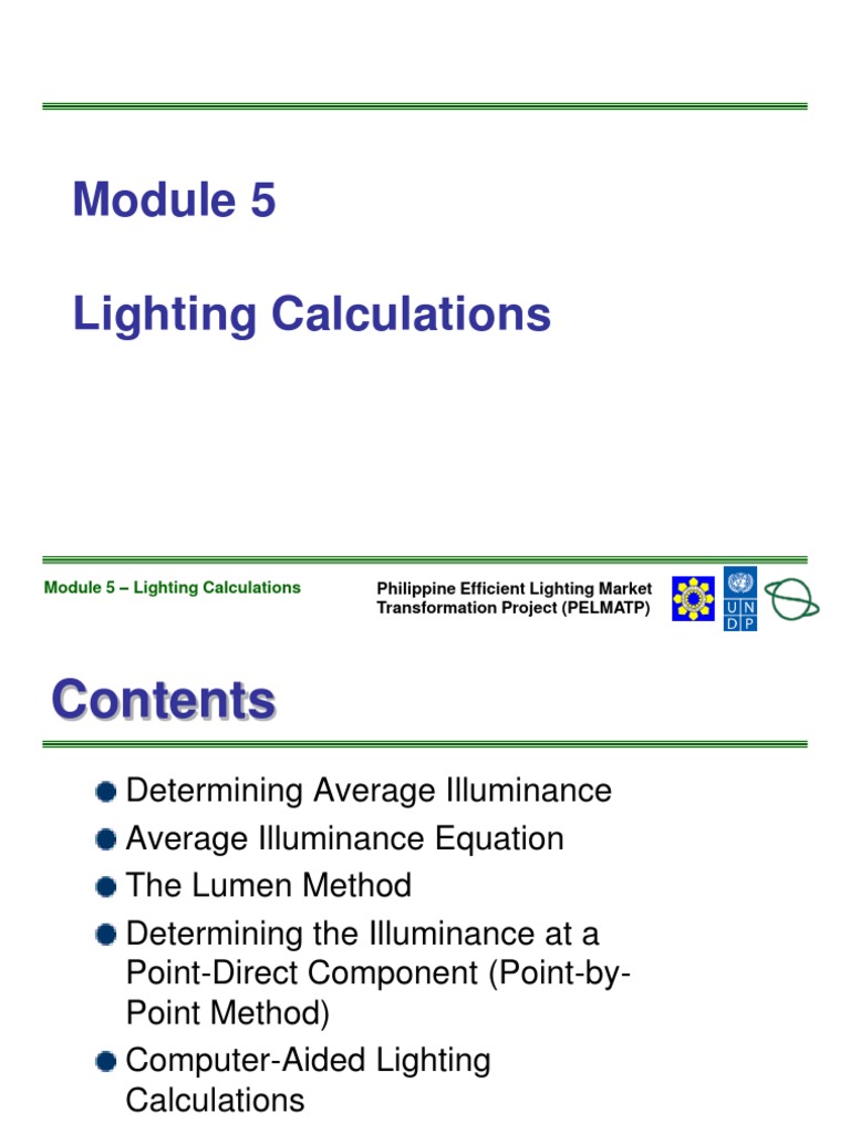 Module 5 Lighting Calculations | PDF | Lighting | Fluorescent Lamp