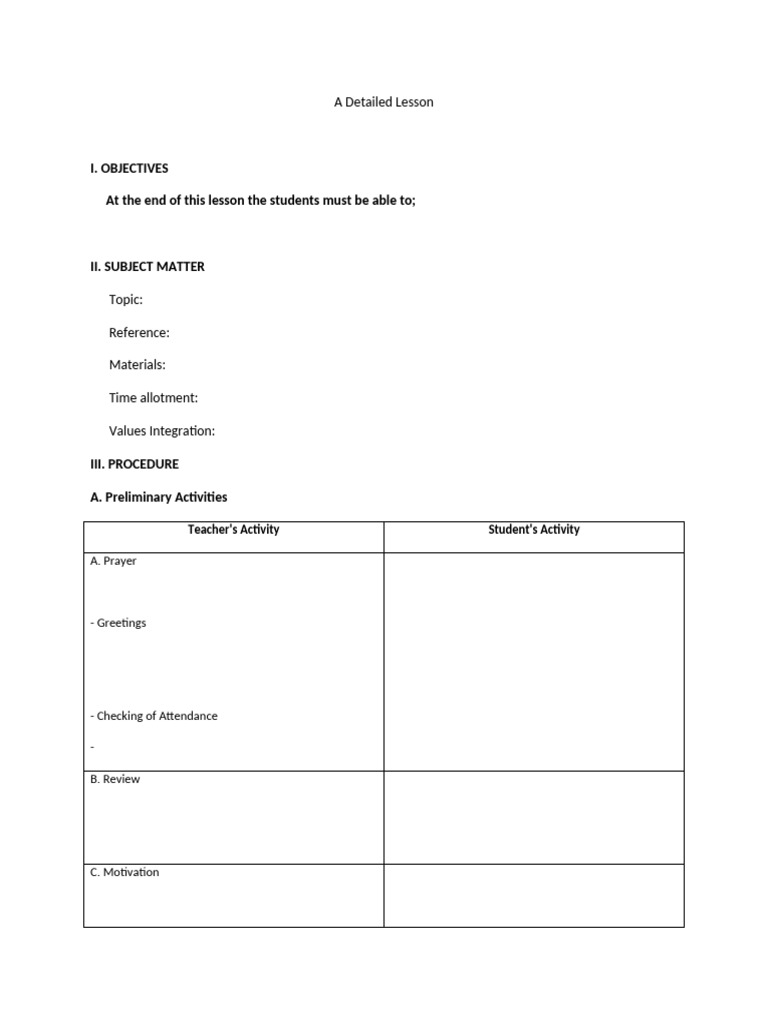 Detailed Lesson Plan | PDF